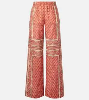 Valentino Garavani Printed Wide-leg Pants - Red