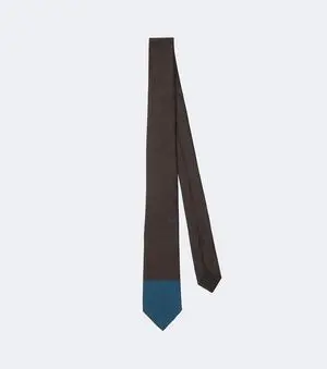 Prada Logo Silk Neck Tie - Brown