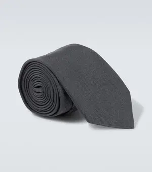 Prada Logo Silk Tie - Grey
