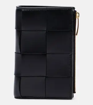 Bottega Veneta Cassette Medium Leather Bifold Wallet Black