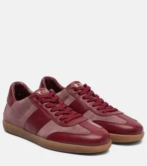 TOD'S Tabs Leather And Suede Sneakers - Red