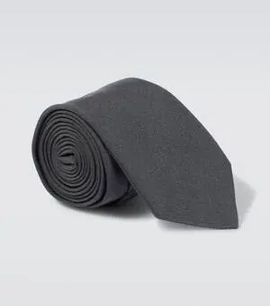 Prada Logo Silk Tie - Grey
