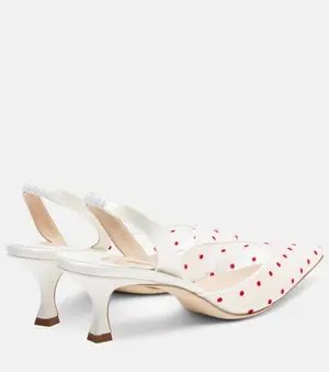 Manolo Blahnik Carolyne 50 Polka-dot Mesh Slingback Pumps - Multicoloured