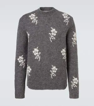 JIL SANDER Floral Intarsia Alpaca Wool-blend Sweater