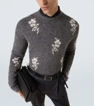 JIL SANDER Floral Intarsia Alpaca Wool-blend Sweater