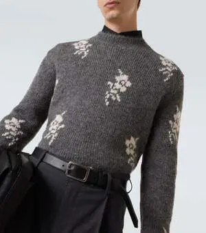 JIL SANDER Floral Intarsia Alpaca Wool-blend Sweater
