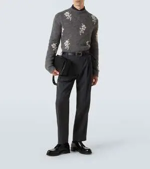 JIL SANDER Floral Intarsia Alpaca Wool-blend Sweater