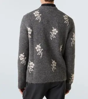 JIL SANDER Floral Intarsia Alpaca Wool-blend Sweater