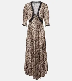Rixo Amina Printed Crepe De Chine Midi Dress