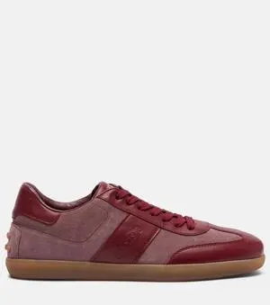 TOD'S Tabs Leather And Suede Sneakers - Red