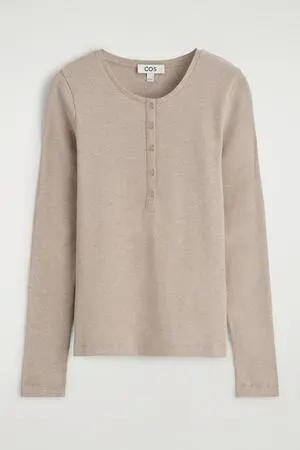 Cos Long-sleeved Henley Top - Blue