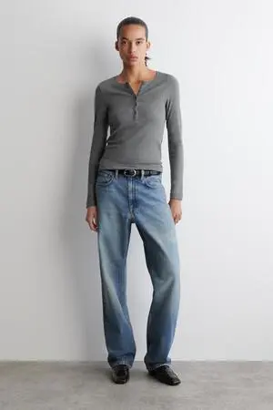 Cos Long-sleeved Henley Top