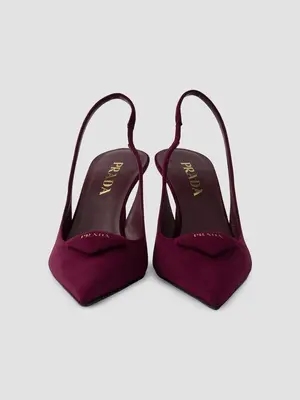 Prada Suede Slingback Pumps - Dark Red