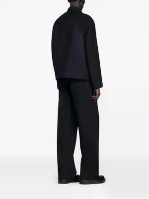 Sandro Wool Blend Zip-up Jacket With Shirt Collar - Black
