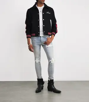 Amiri Suede Straight Mx1 Jeans - Blue