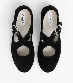 Alaïa Suede Criss-cross Ballet Flats