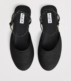 Alaïa Raffia And Leather Espadrilles - Black