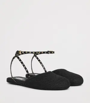 Alaïa Raffia And Leather Espadrilles - Black