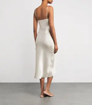 GILDA & PEARL Silk Lace-trim In My Boudoir Long Nightdress