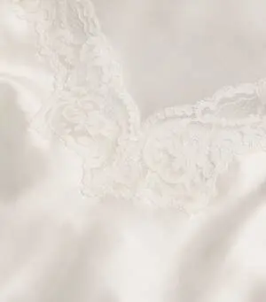 GILDA & PEARL Silk Lace-trim In My Boudoir Long Nightdress