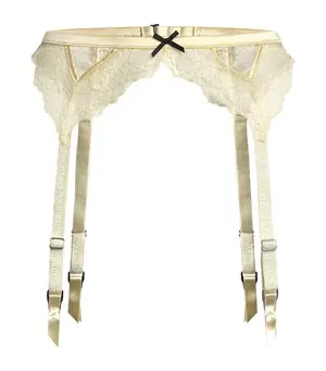 Fleur Du Mal Lace Suspender Belt - Yellow