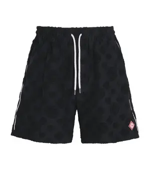 Casablanca Towelling Monogram Shorts - Black