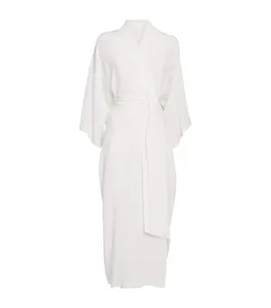 Olivia Von Halle Silk Queenie Long Robe - Ivory