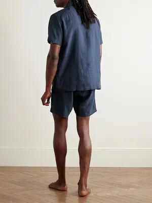 Derek Rose Sicily 1 Linen Pyjama Set - Blue