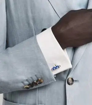 DEAKIN & FRANCIS Sterling Silver And Sapphire Cufflinks