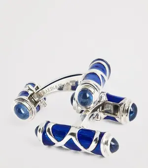 DEAKIN & FRANCIS Sterling Silver And Sapphire Cufflinks