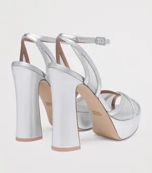 MALONE SOULIERS Metallic Mesh Sylvie Platform Sandals 125 - Silver