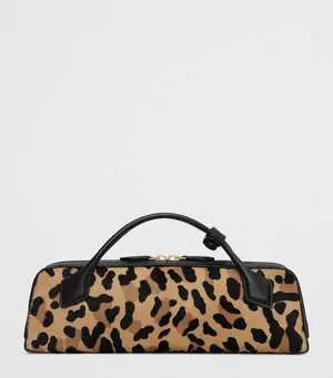 Alaïa Leather Leopard Print Le Teckel Clutch - Brown