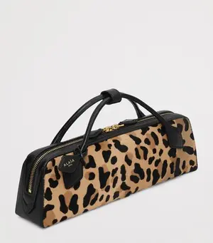 Alaïa Leather Leopard Print Le Teckel Clutch - Brown