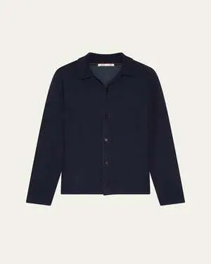 MAURIZIO BALDASSARI Herringbone Knit Overshirt - Dkblue
