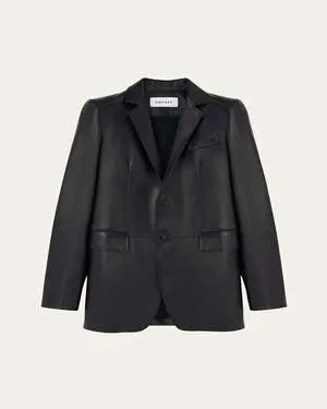 Alexander McQueen Leather Two-button Blazer - Black