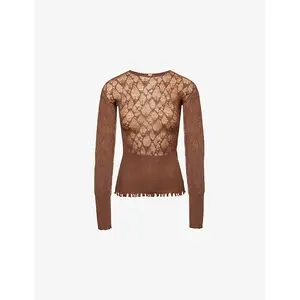 OUDE WAAG Lace Fine-knit Wool Top