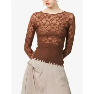 OUDE WAAG Lace Fine-knit Wool Top