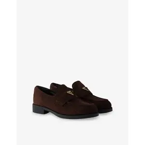 Prada Triangle Logo-plaque Suede Loafers
