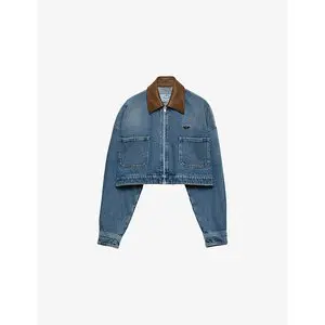 Prada Contrast-collar Cropped Denim Jacket