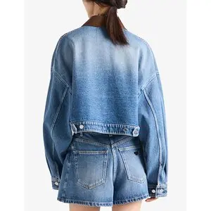 Prada Contrast-collar Cropped Denim Jacket