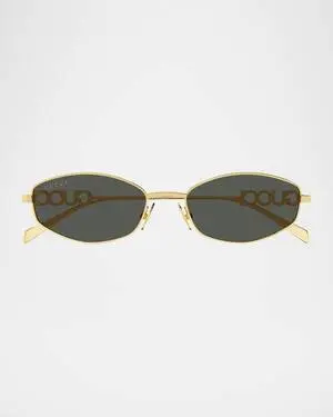 Gucci Gg1802s Oval Metal Sunglasses - Gold1