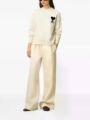 Ami De Coeur Crew Neck Wool Sweater - Neutrals