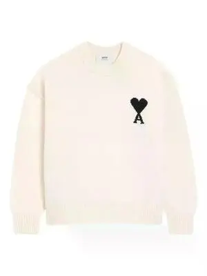 AMI Paris AMI Paris Ami De Coeur Crewneck Wool Sweater Neutrals