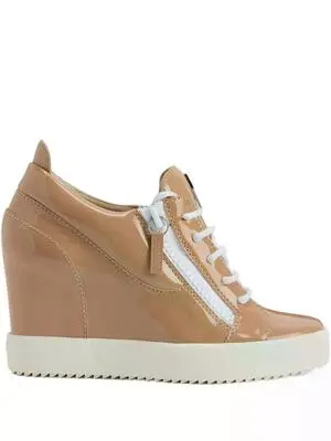 GIUSEPPE ZANOTTI Addy Patent Leather Wedge Trainers - Neutrals