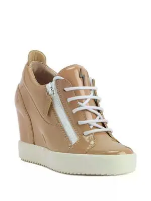 GIUSEPPE ZANOTTI Addy Patent Leather Wedge Trainers - Neutrals