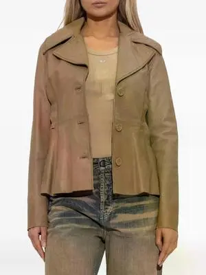 DIESEL® Button-fastening Flared Leather Jacket