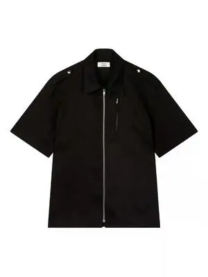 STUDIO TOMBOY Zip-up Short Sleeve Shirt - Black