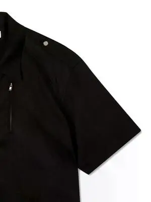 STUDIO TOMBOY Zip-up Short Sleeve Shirt - Black
