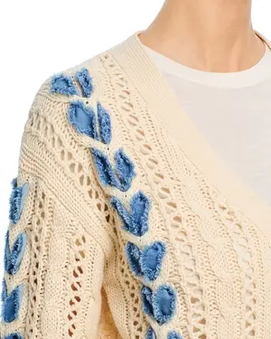 DRIFTWOOD Braided Denim Button Front Sweater