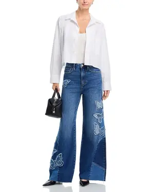 DRIFTWOOD Butterfly Patchwork Wide Leg Jeans